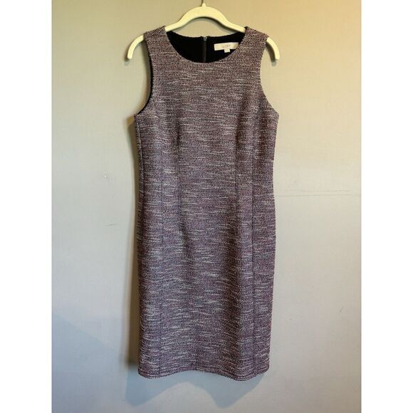 LOFT | Dresses | New Anne Taylor Loft Burgundy Tweed Sleeveless Dress ...
